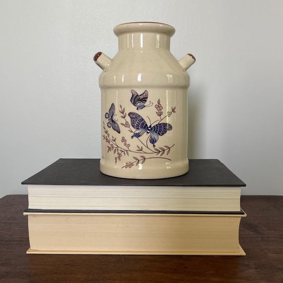 Accents | Vintage Boho Farmhouse Ceramic Butterfly Milk Jug Vase | Poshmark